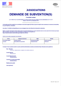 Document- Le CERFA demande de subvention - Guyanasso